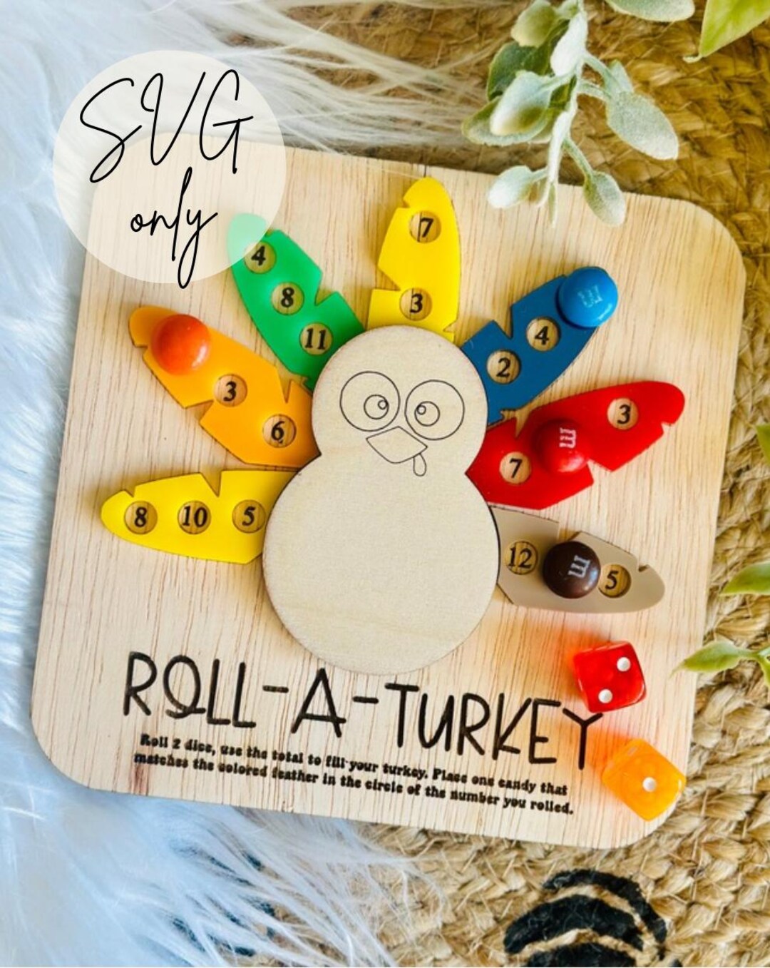 Roll-a-turkey Game SVG File, Thanksgiving Kids Activity (digital ...