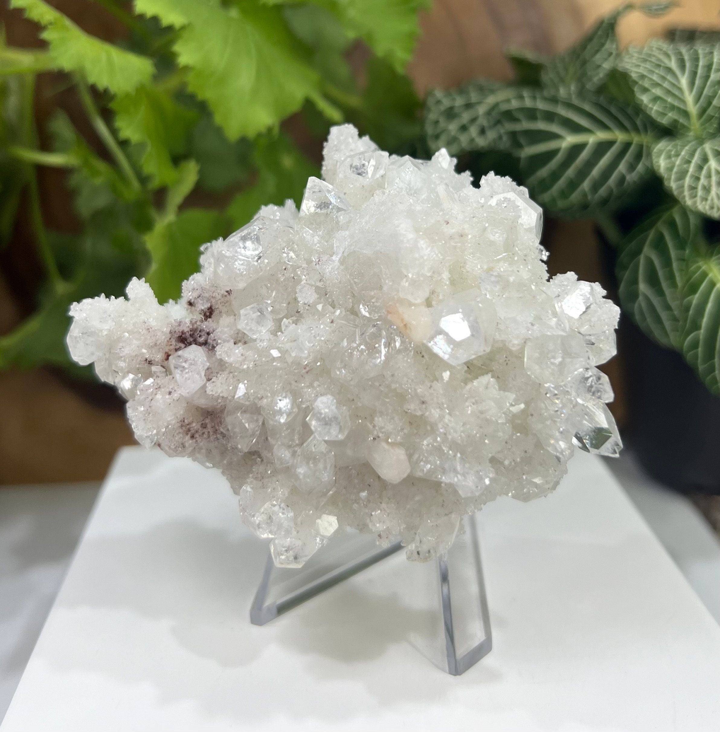 Apophylite Crystals With Stilbite and Druzy Chalcedony Over Calcite ...