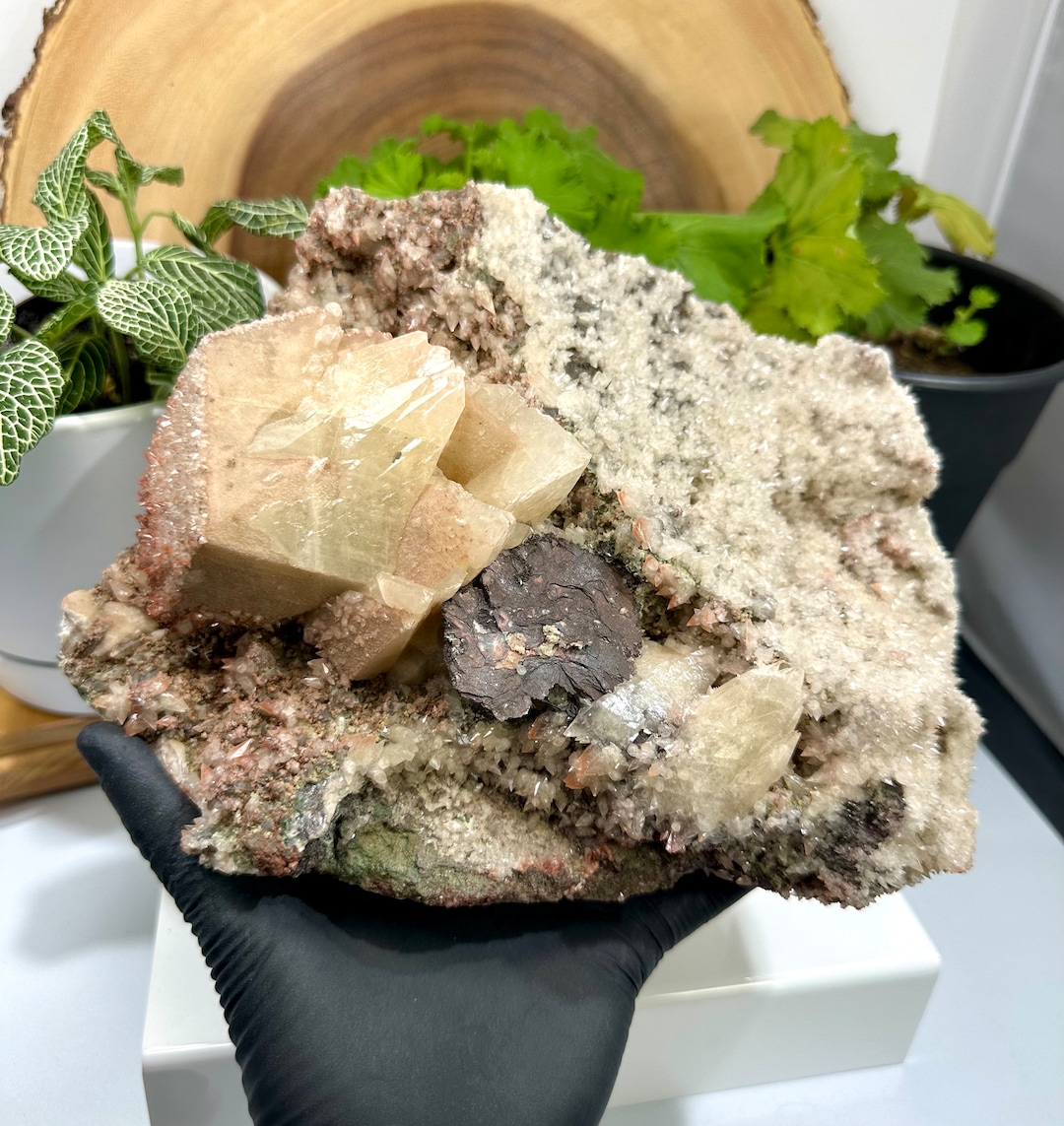 Skeletal Calcite W/ Hematite Included Calcite Crystals and Hematite ...