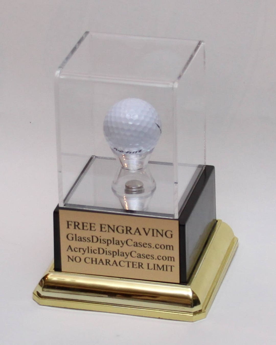Golf Ball Personalized Acrylic Display Case Award With Black and Gold ...
