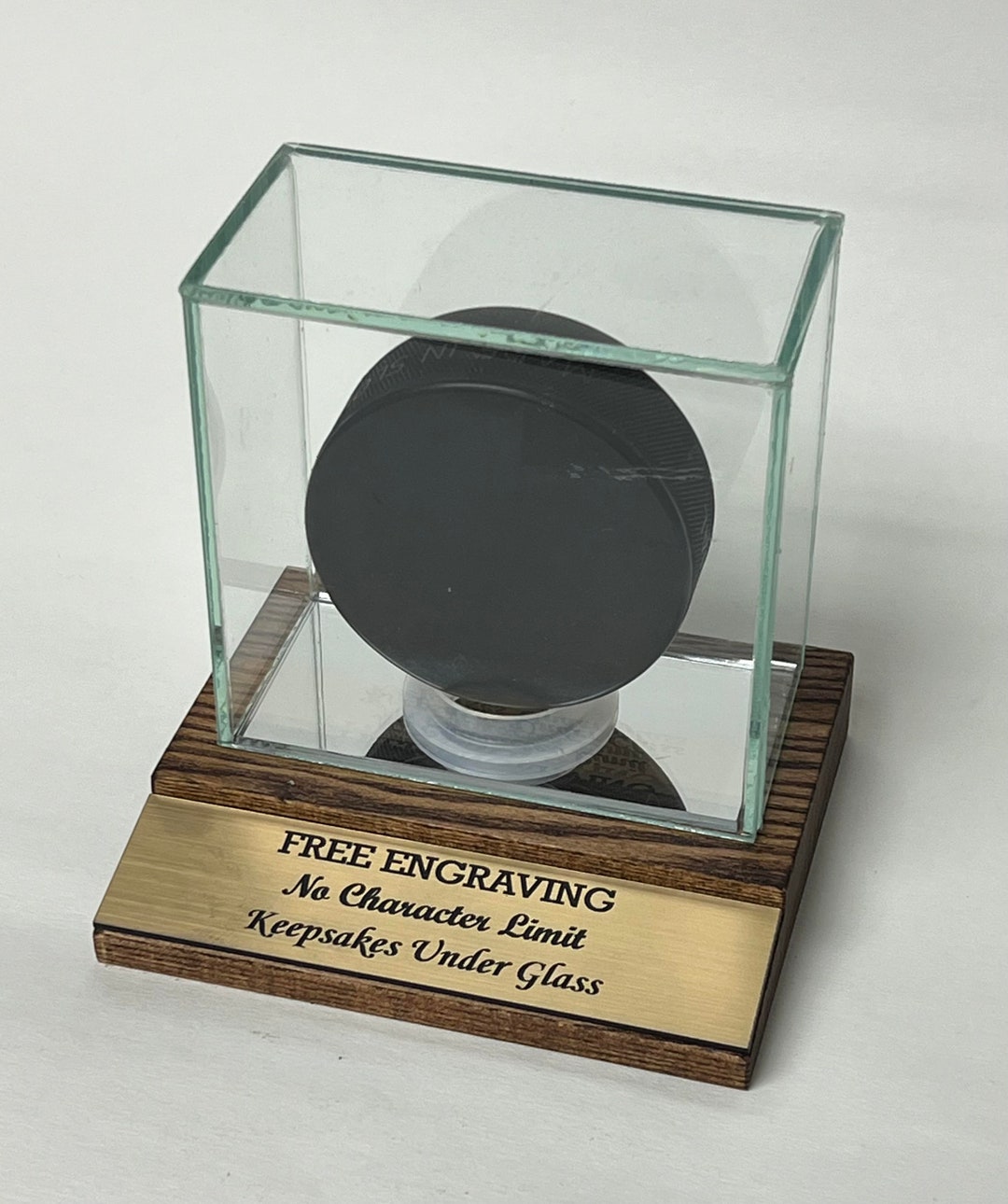 Hockey Puck Personalized Slim Line 4x2 Glass Display Case With Solid ...