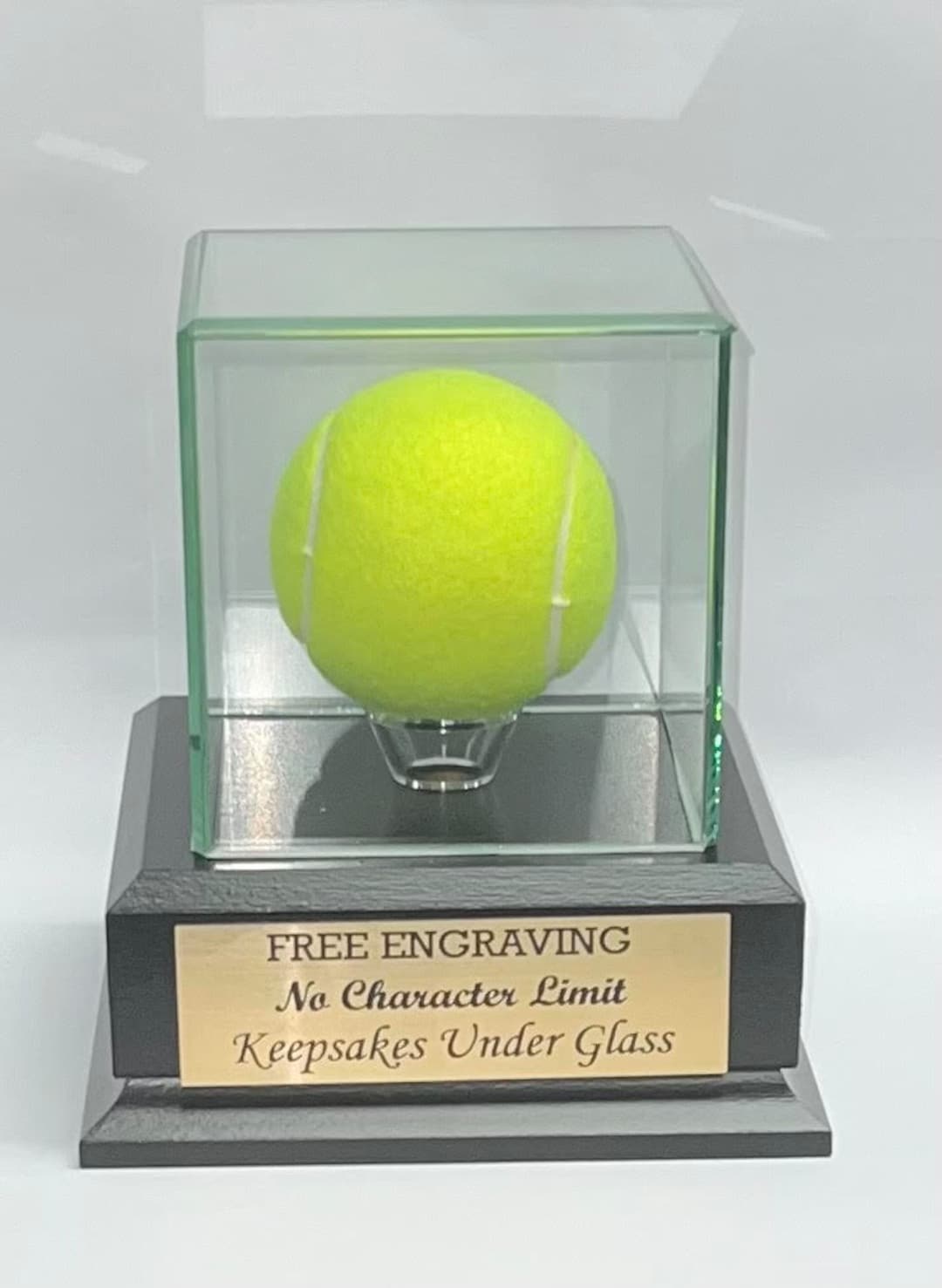 Tennis Ball Personalized Glass Display Case With a Mahogany or Black ...