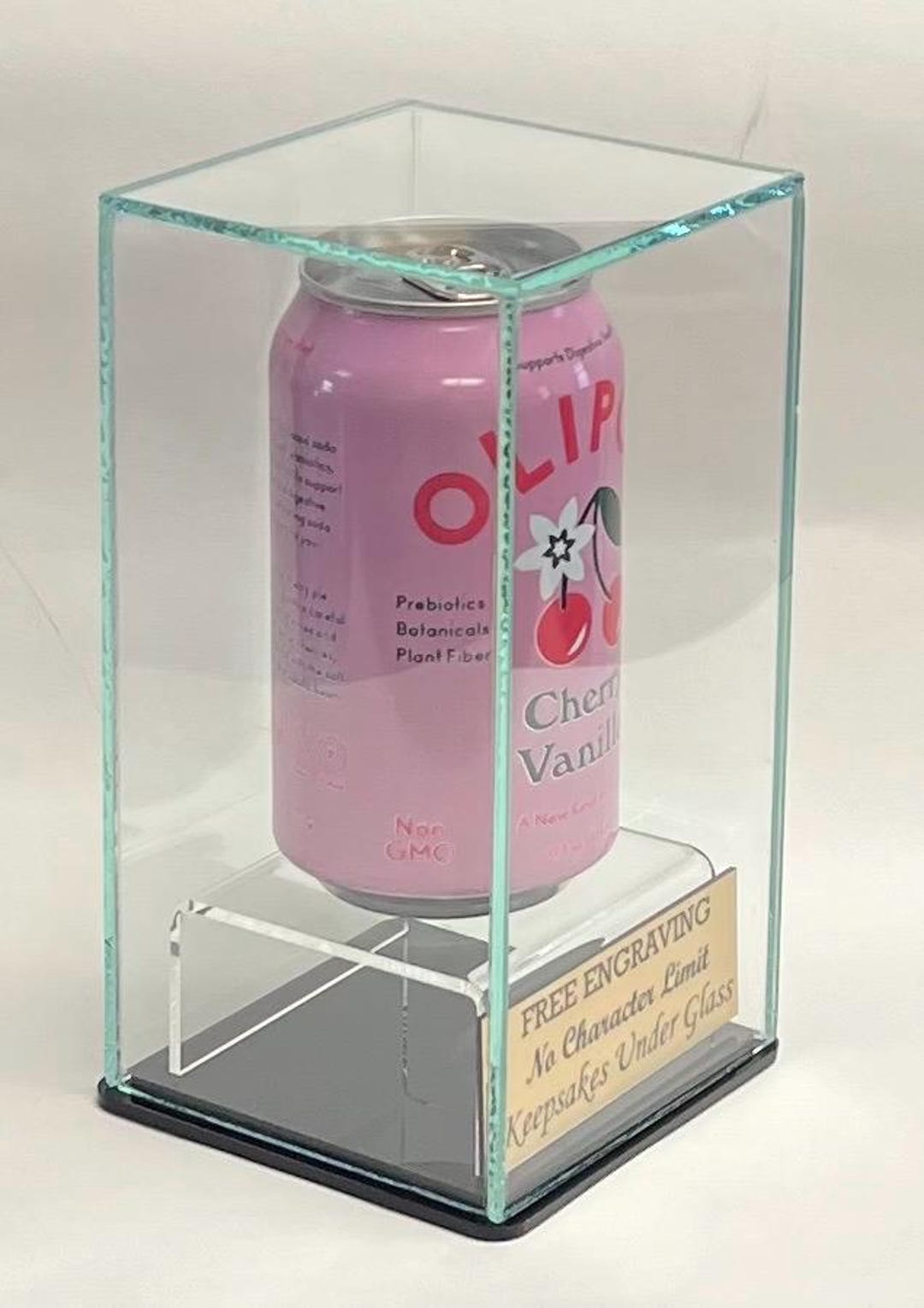 Beer or Soda 12oz Can Personalized Glass Display Case With Riser Base ...