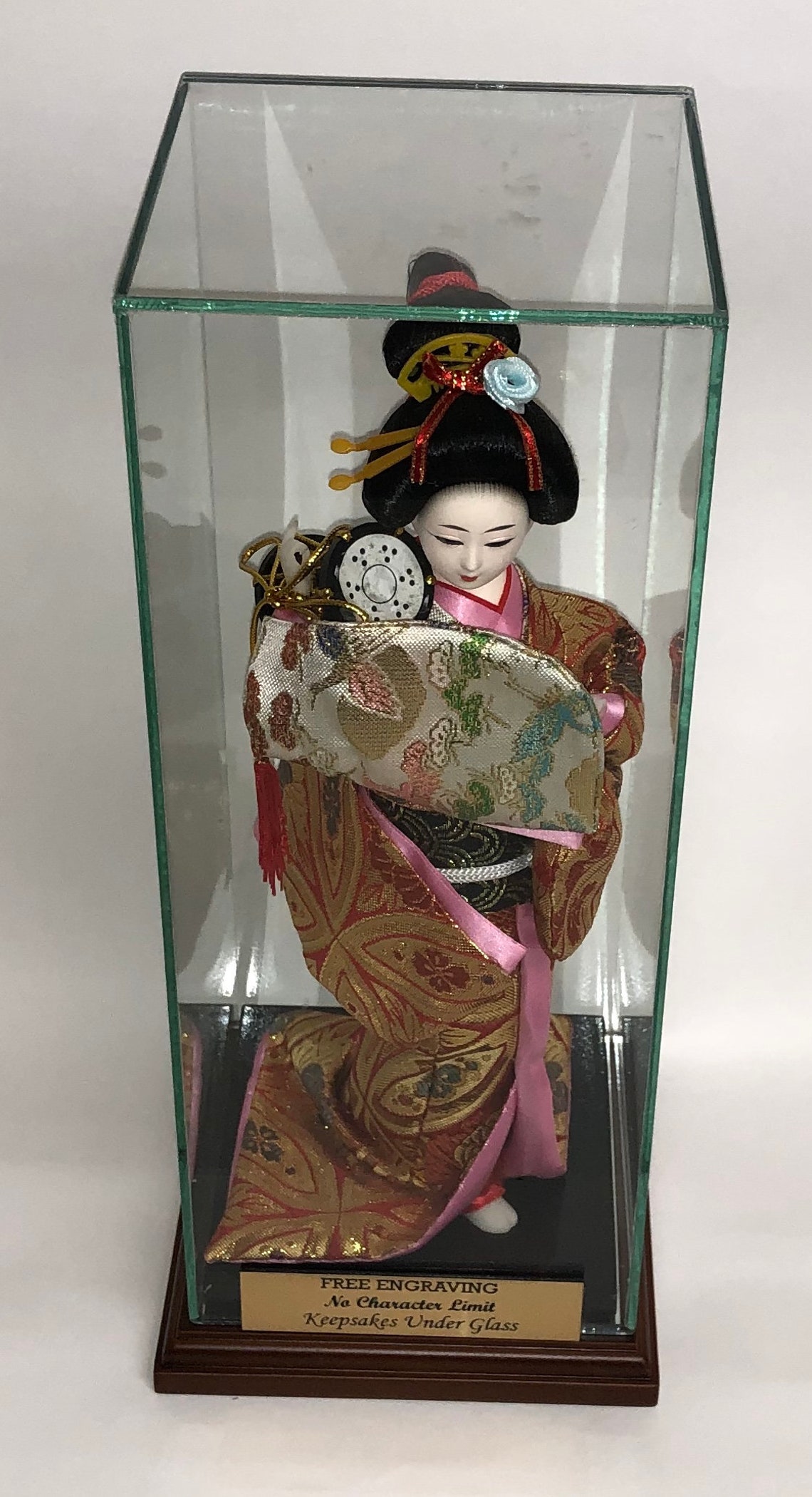 13 Size Personalized Doll Glass Display Case With Mahogany Etsy