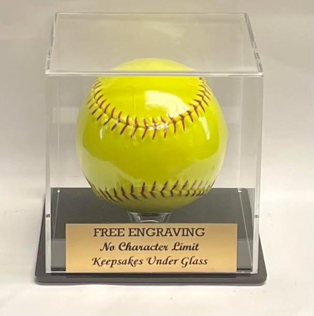 Softball Acrylic Personalized Display Case for an 11" or 12" Ball Base ...