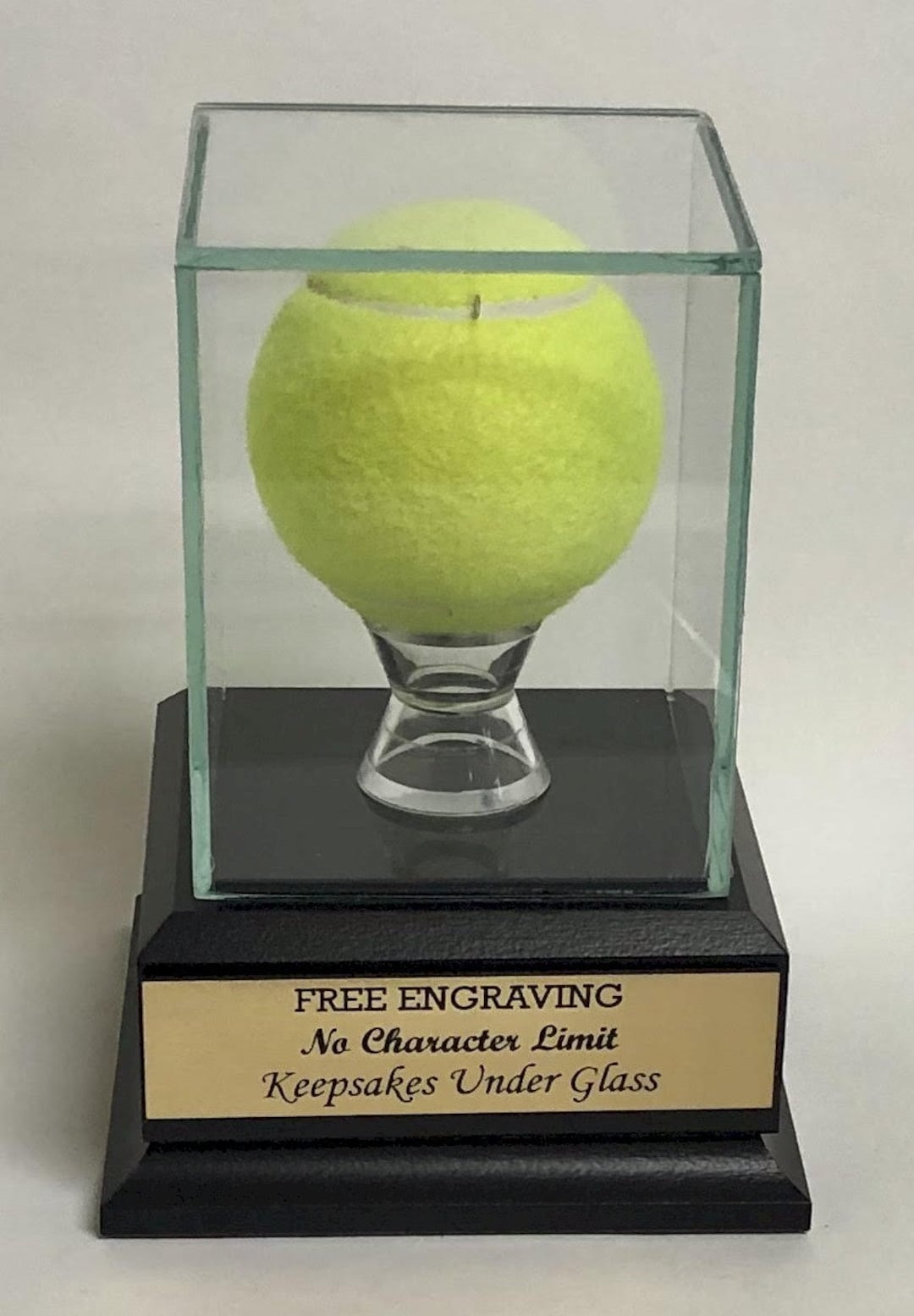 Tennis Ball Personalized Glass Display Case With Black Finish Wood ...