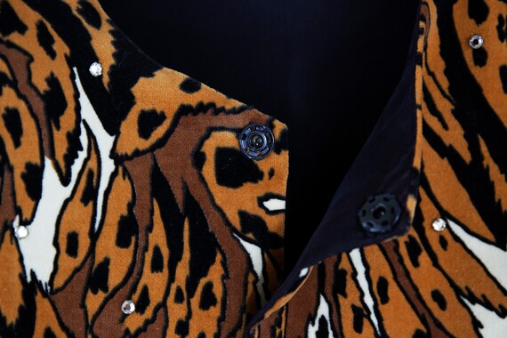 Vintage Velvet Abstract Animal Print Rhinestone Studd… - Gem