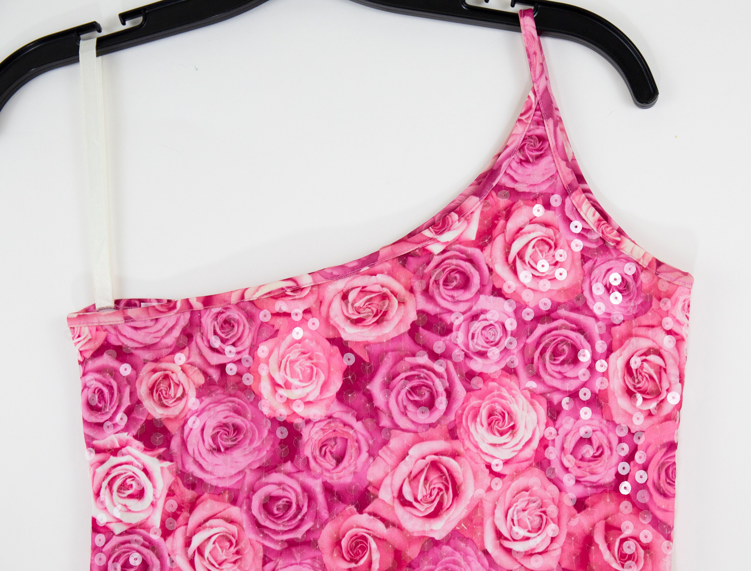 Vintage Y2K Pink Rose Sequined Graphic Asymmetrical One - Etsy UK