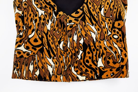 Vintage Velvet Abstract Animal Print Rhinestone Studd… - Gem
