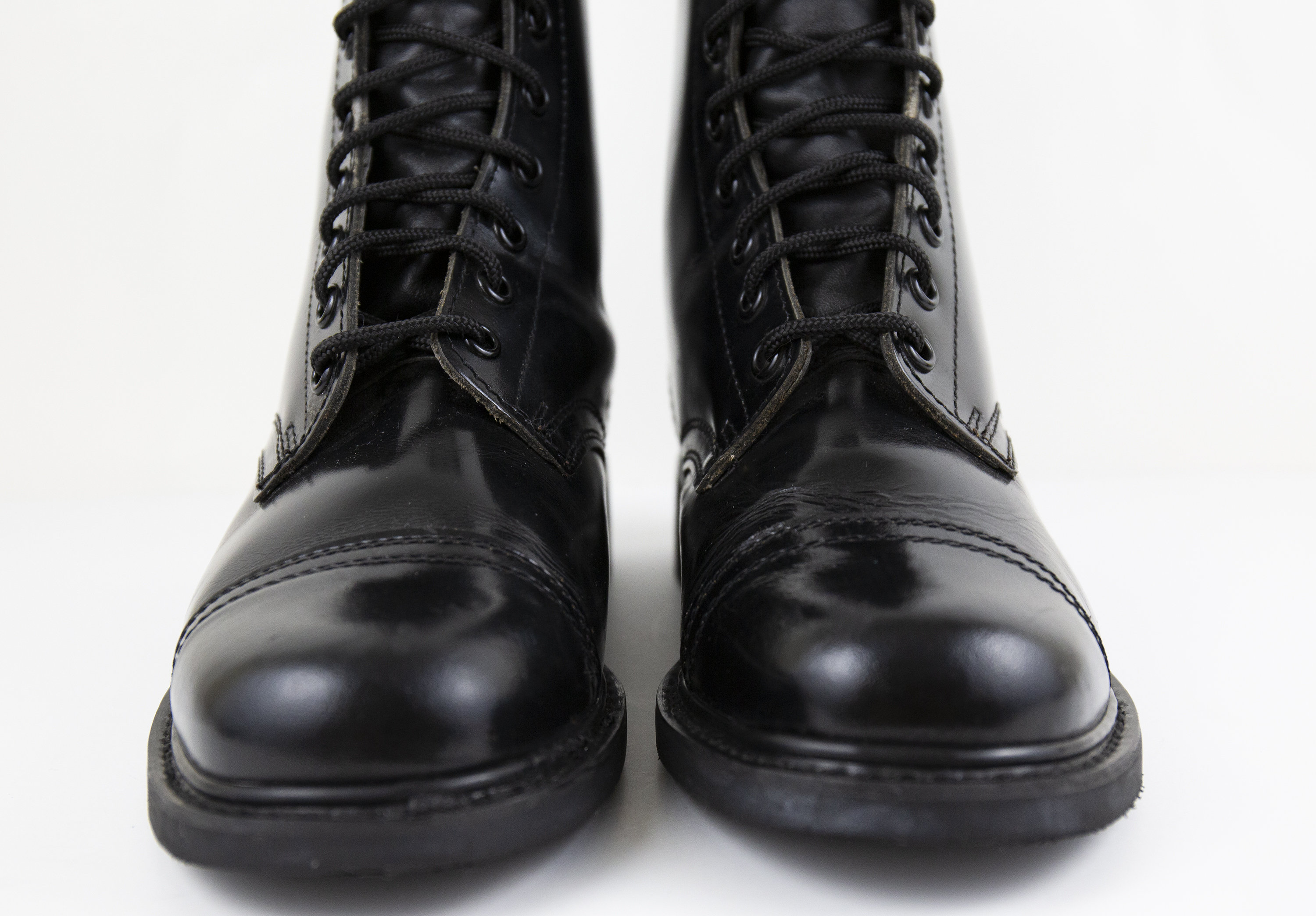 Vintage Black Leather Lace up Combat Roper Boots Size 9 US MENS or 11 ...