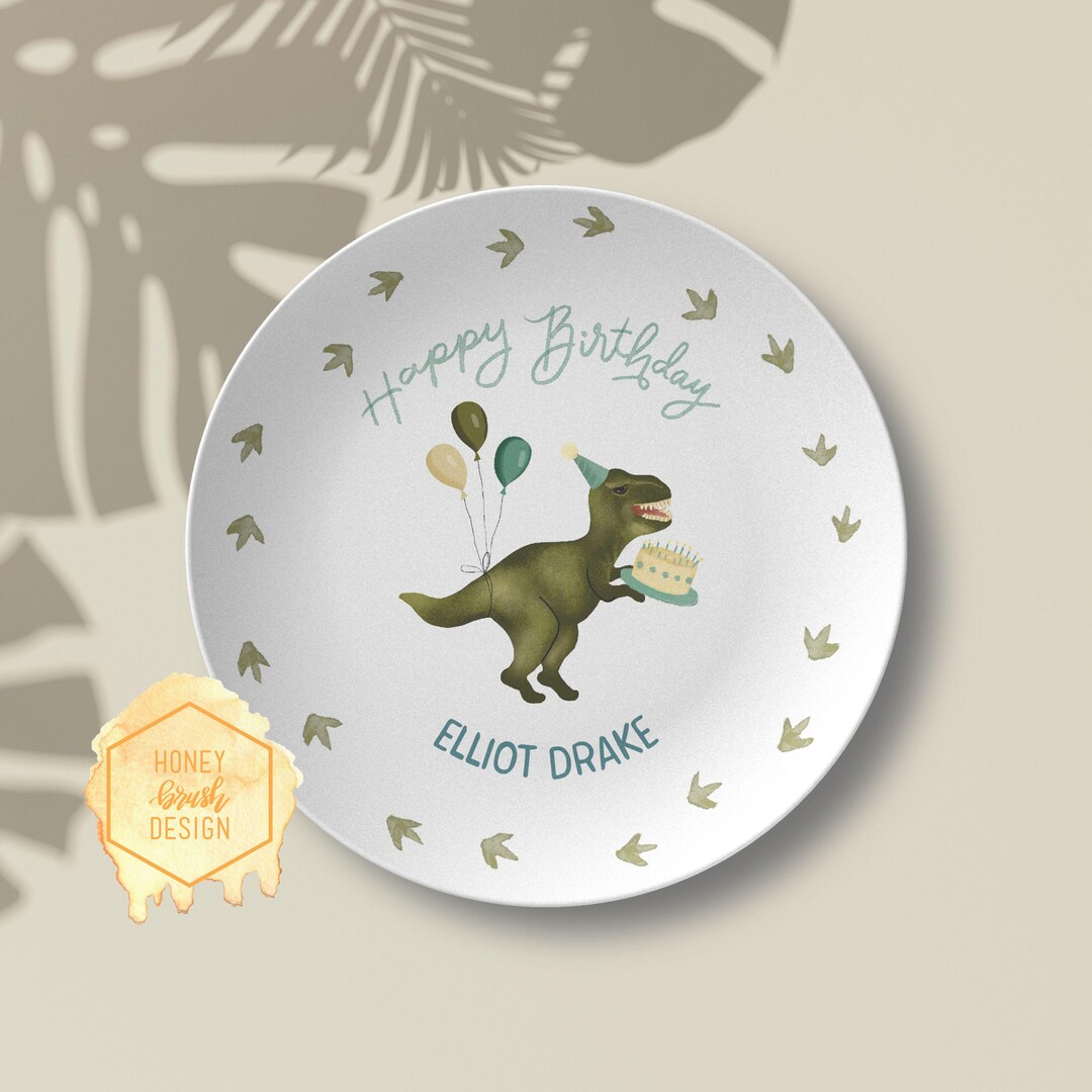 Personalized Dinosaur Plate, Custom Decorated Plates, Dinosaurs ...