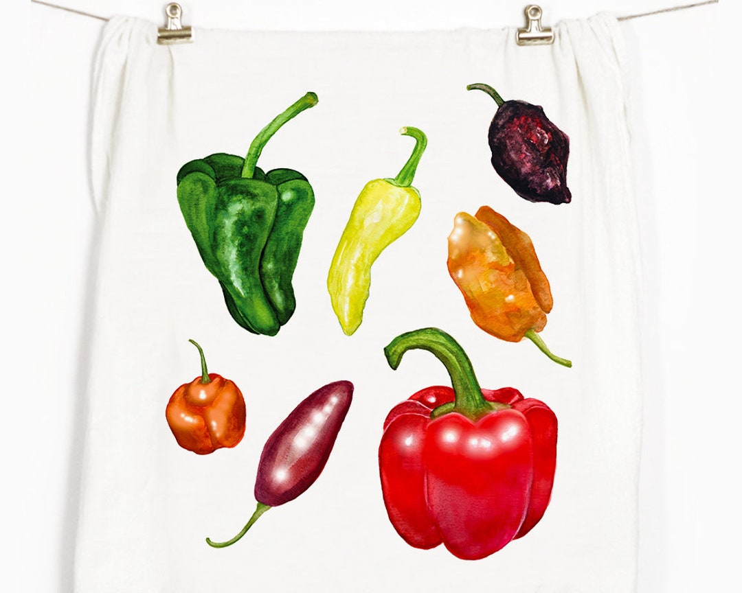 Peppers Tea Towel, Flour Sack Towel, Hot Chili Peppers Decor, Hot ...