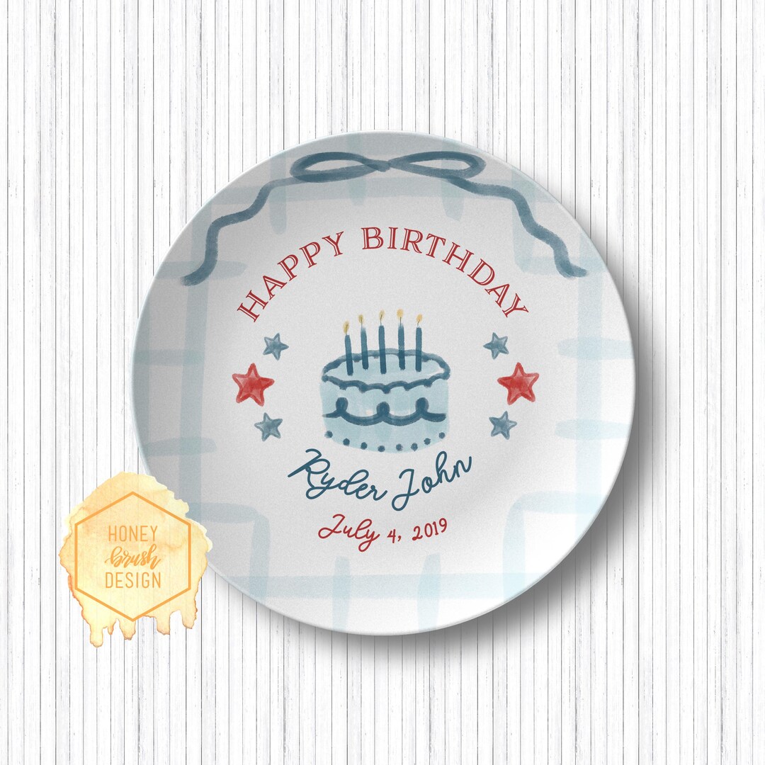 All American Boy Plate, Custom Decorated Plates, 1 2 3 Years Old Custom ...