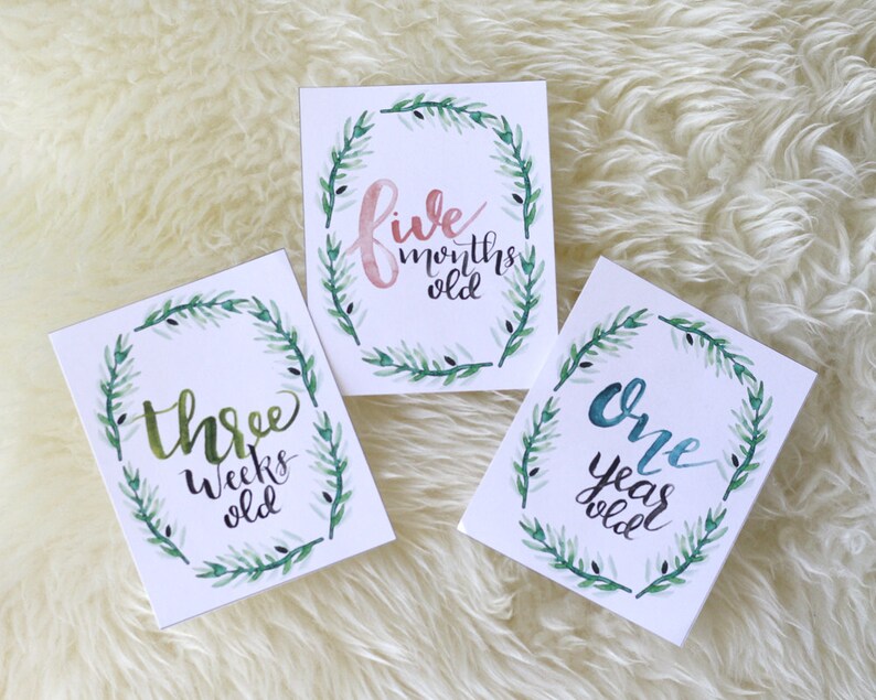 Baby Milestone Cards Calligraphy Wreath Milestone Cards | Etsy