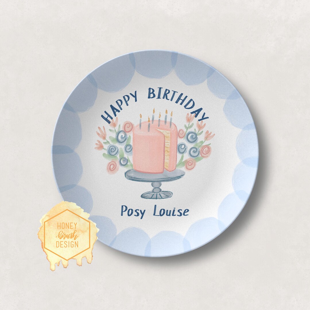Custom Floral Cake Birthday Plate: Custom Birthday Girl Gift, First ...