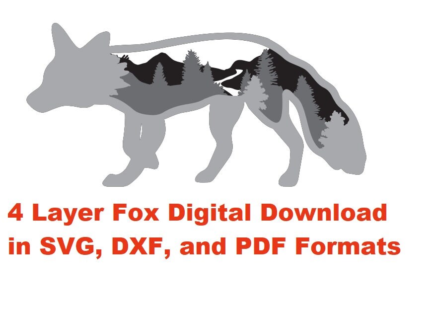 Multilayer SVG Fox. Laser Cut Files. Svg / Dfx / Pdf / Multi-layer (4 ...