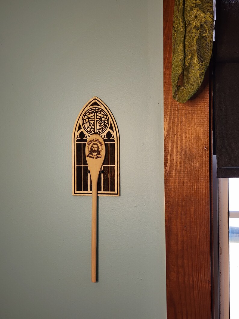 WALL MOUNT for Your What Would JESUS Stew? Wooden Cooking Spoon W.W.J.S ...