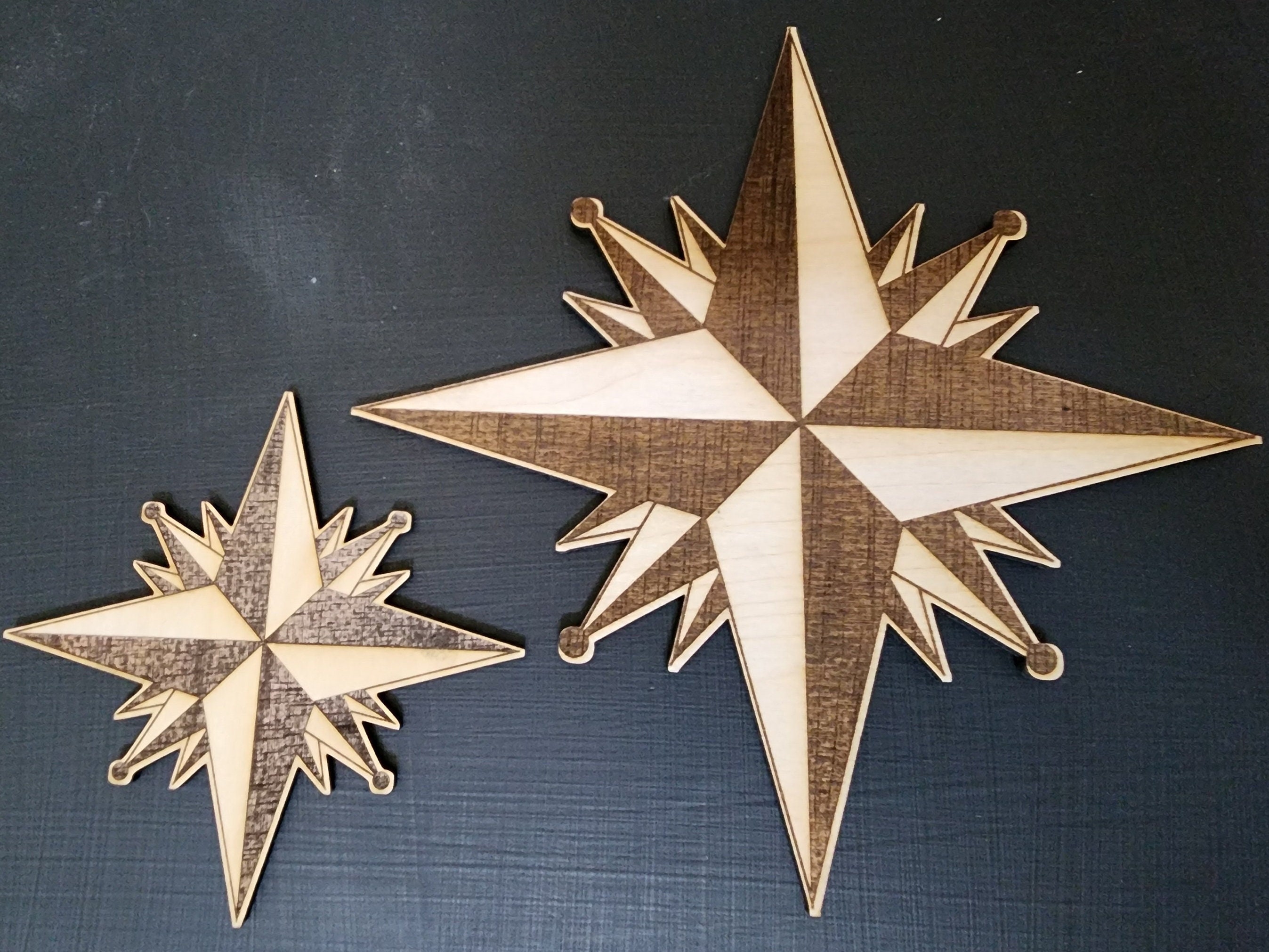 LASER CUT WOOD Compass Rose Nautical Map Pirate Embellishment Applique ...