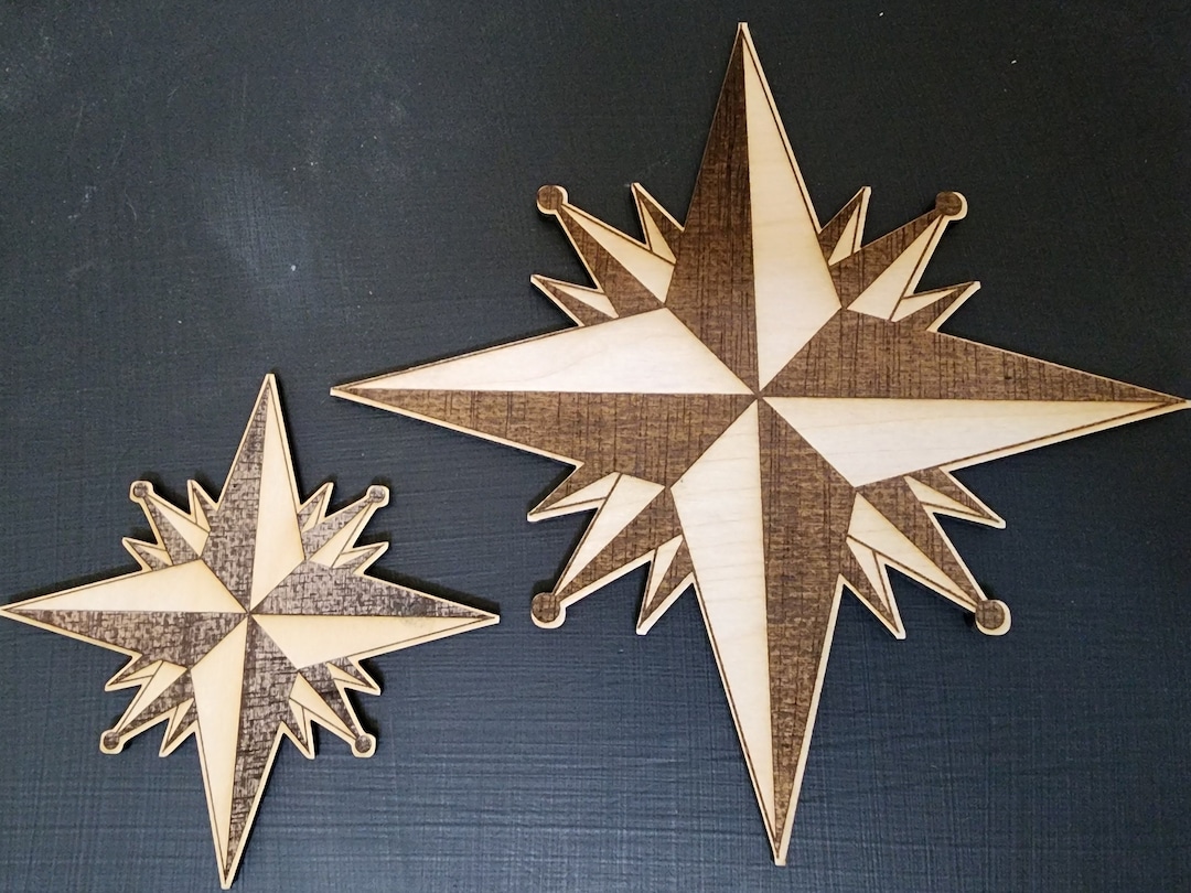 LASER CUT WOOD Compass Rose Nautical Map Pirate Embellishment Applique ...