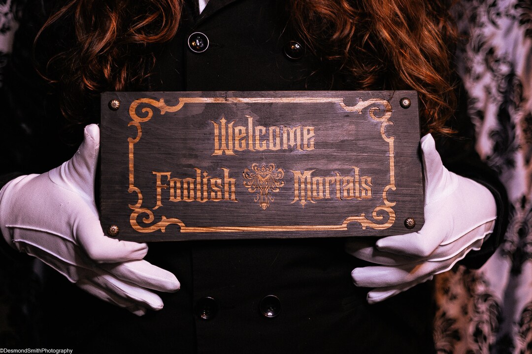 WELCOME FOOLISH MORTALS Black Stain Solid Wood Wall & Shelf - Etsy