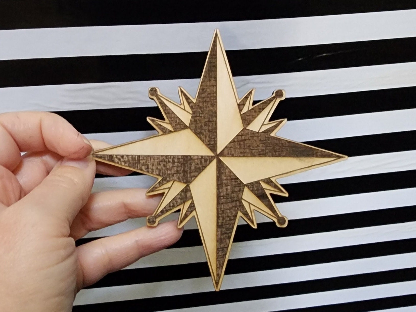 LASER CUT WOOD Compass Rose Nautical Map Pirate Embellishment Applique ...