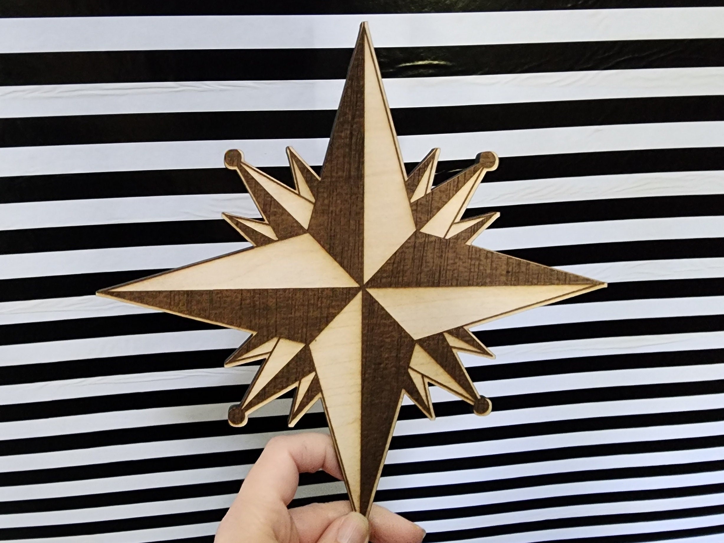 LASER CUT WOOD Compass Rose Nautical Map Pirate Embellishment Applique ...