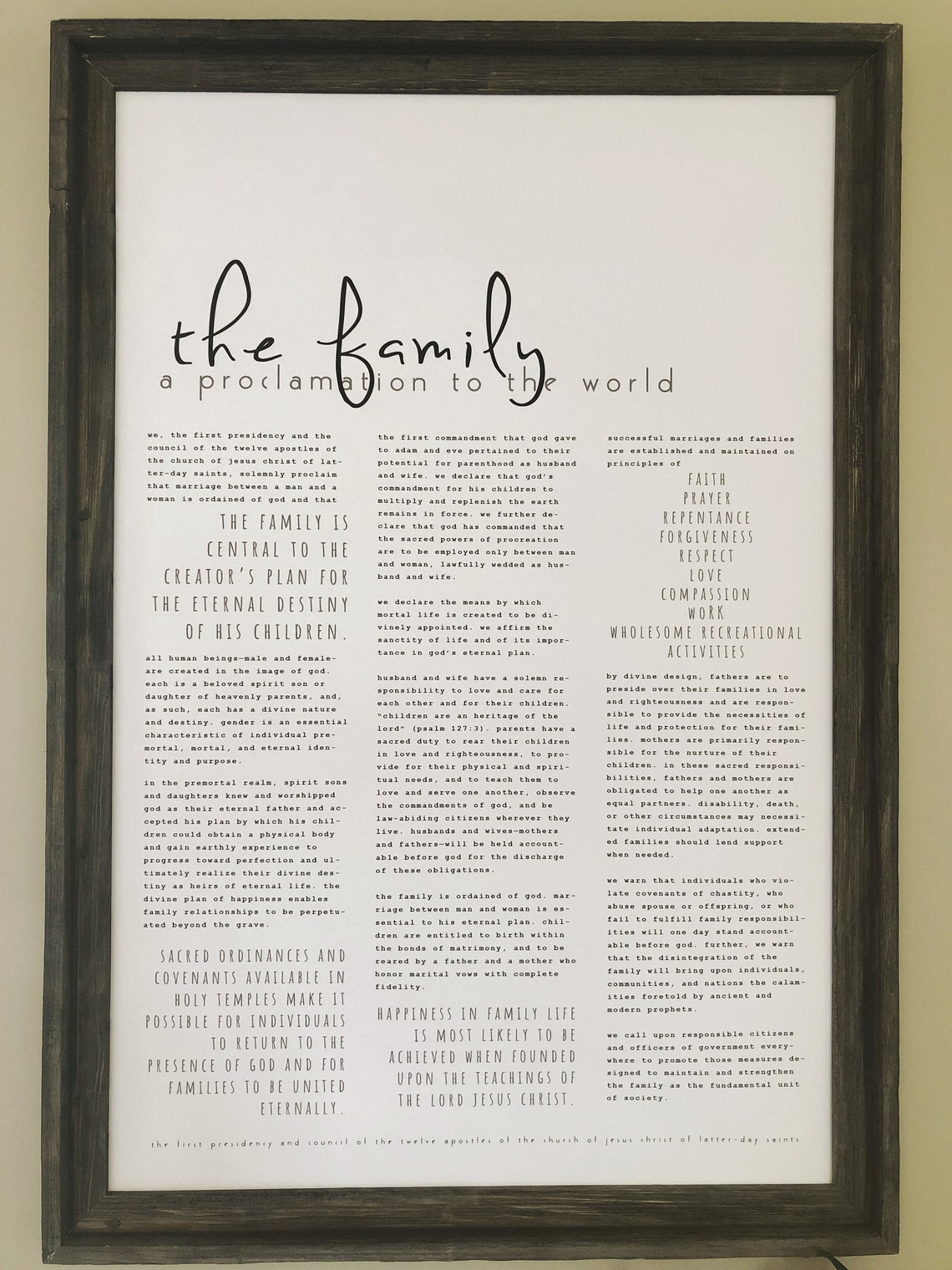 The Family Proclamation LDS Print digital Download 4 Sizes - Etsy