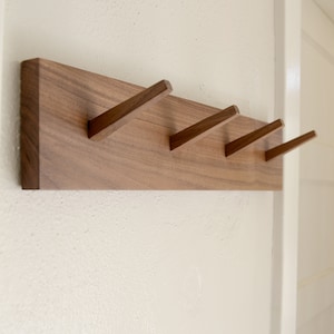Walnut Coat Hook Rack - Modern Coat Rack - Coat Hooks Wall Mount ...