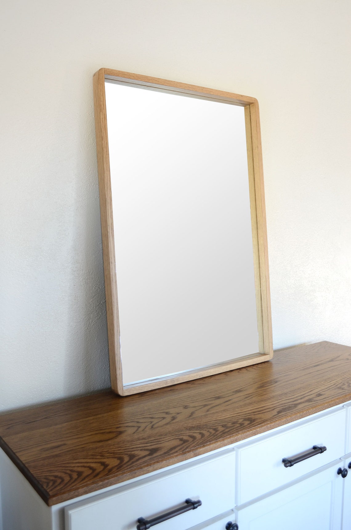 Modern Oak Mirror Rounded Corners Mirror Deep Wooden - Etsy Canada