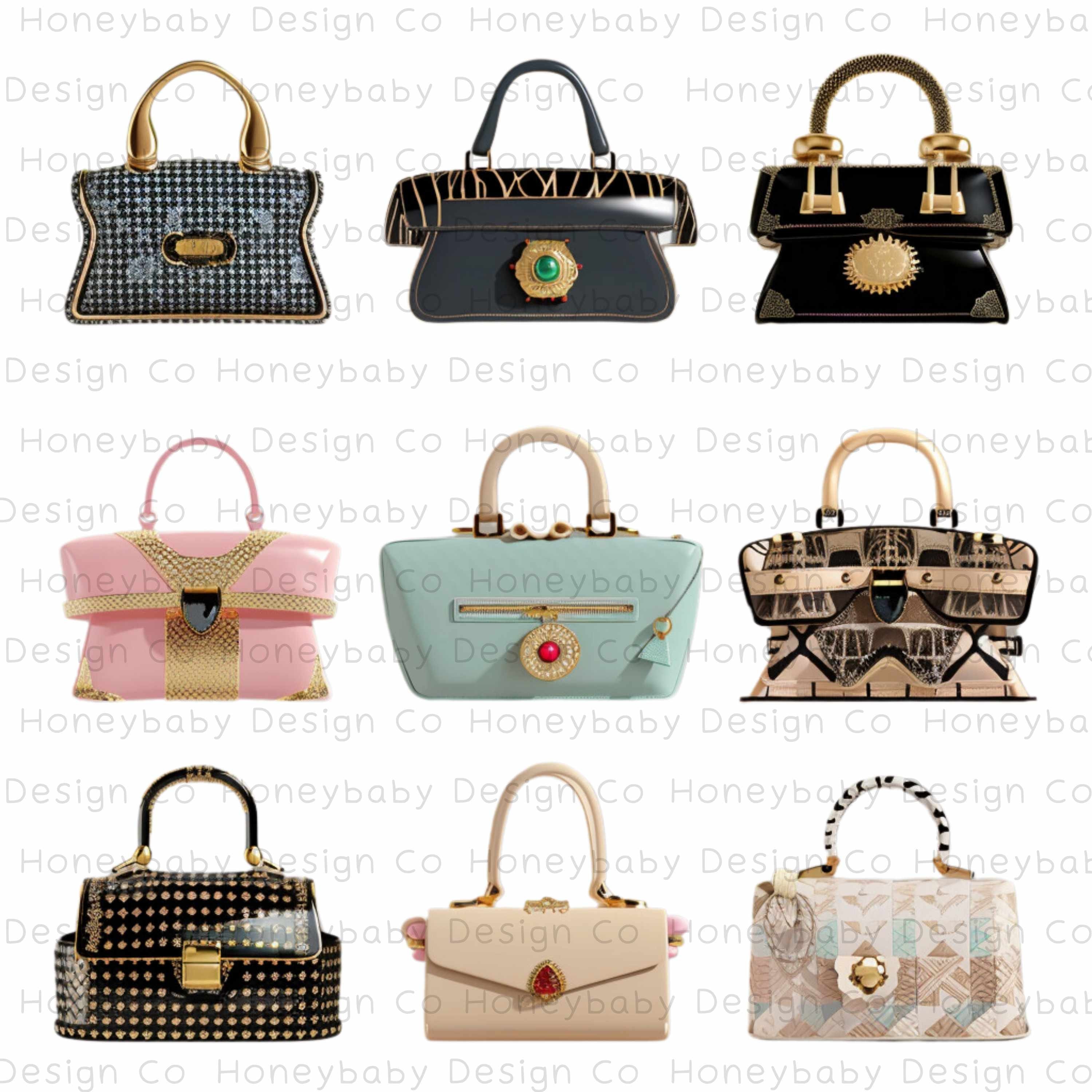 Vintage Purse PNG Clipart – Illustrated Handbag Graphics (digital ...