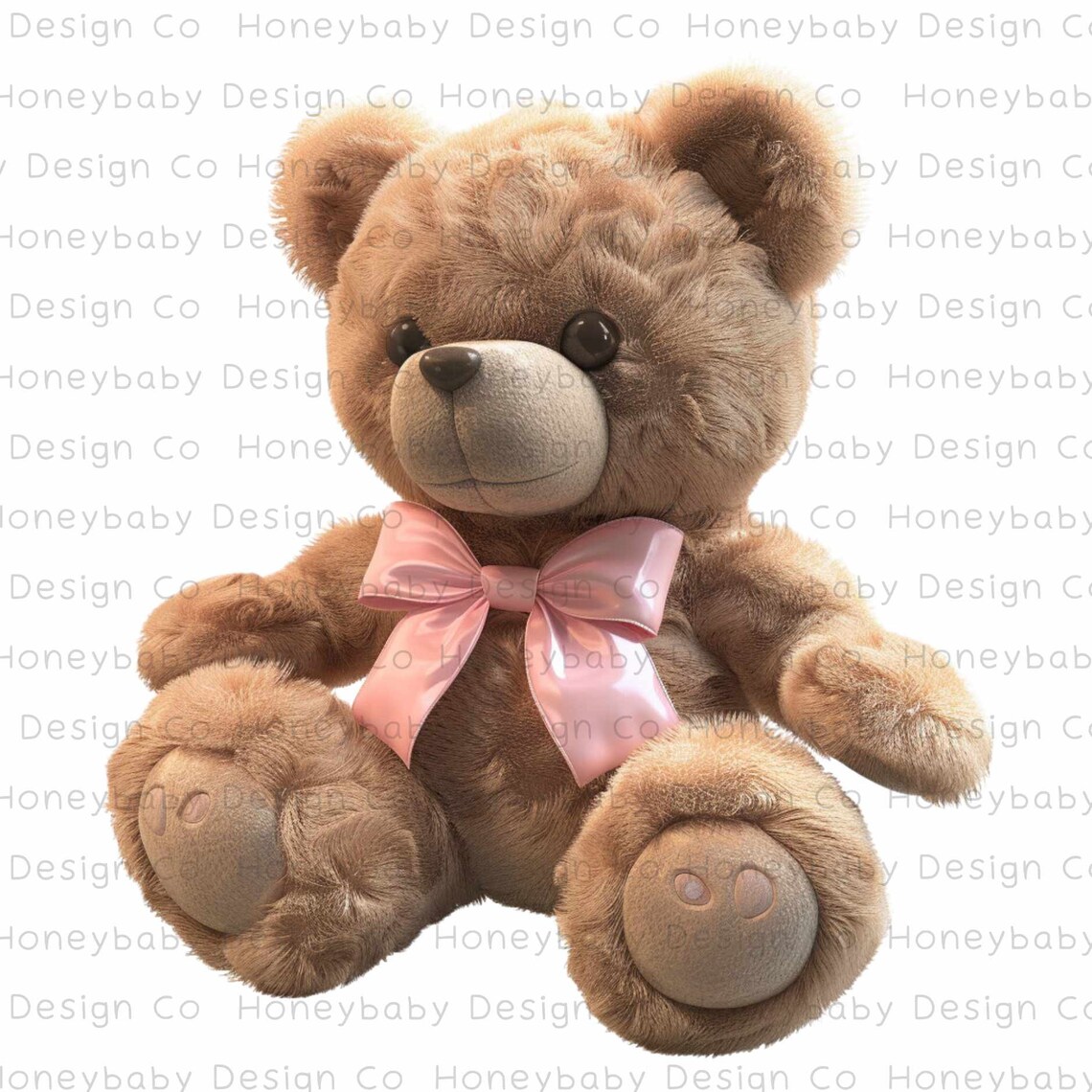 Hyperrealistic Teddy Bear Set Pink Bow Collection, High-res Pngs ...