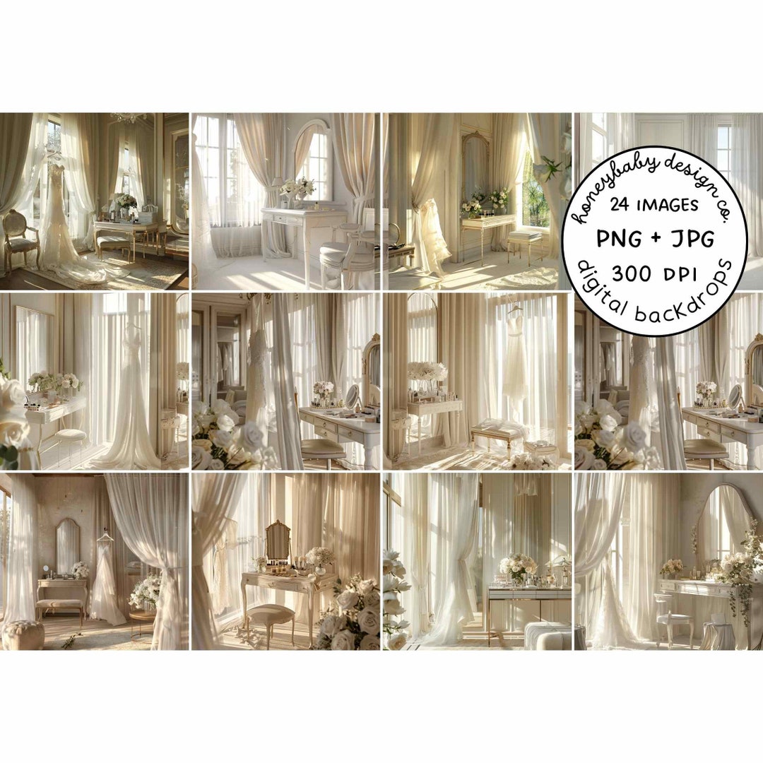 Elegant Bridal Dressing Room Digital Backdrops – Wedding Content (JPG ...