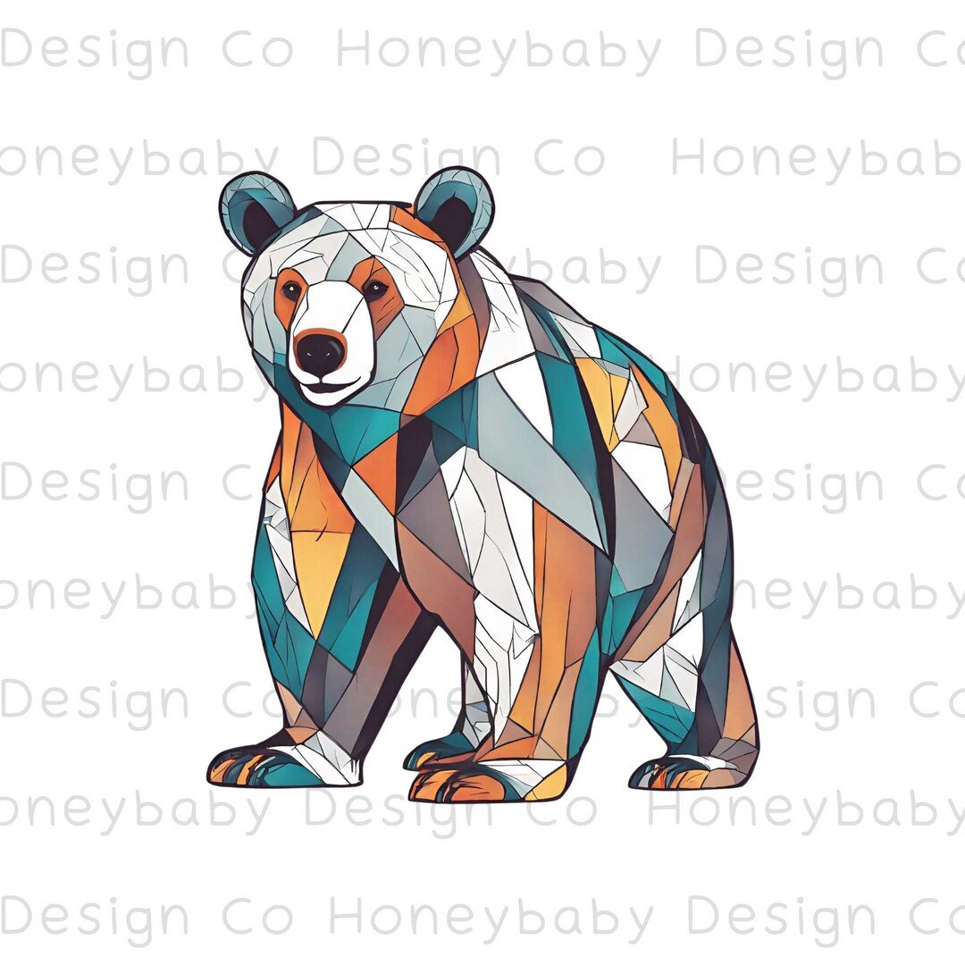 Colorblock Bear Clipart | Geometric PNG SVG (digital Download) - Etsy