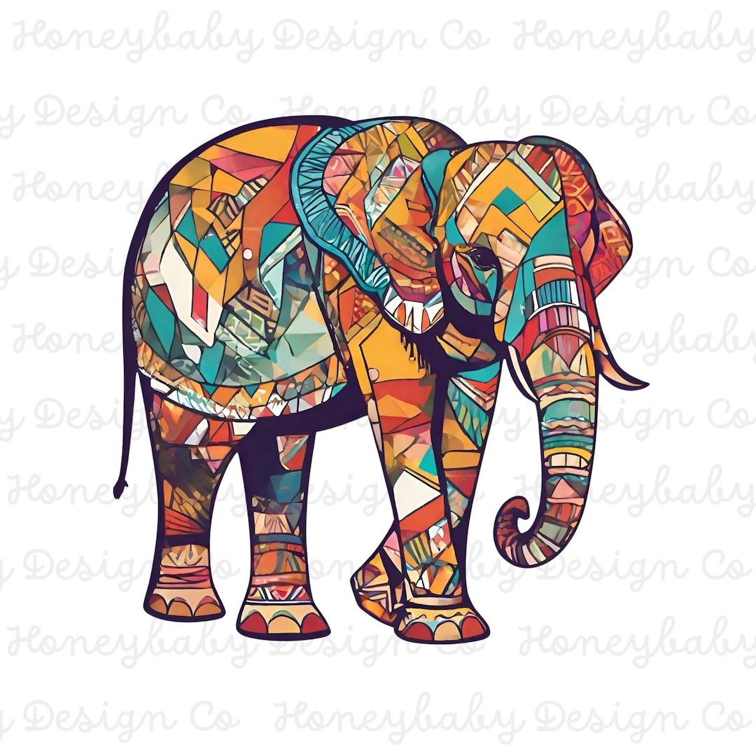 Boho Elephant Clipart | Commercial Use PNG + SVG | Digital Download ...