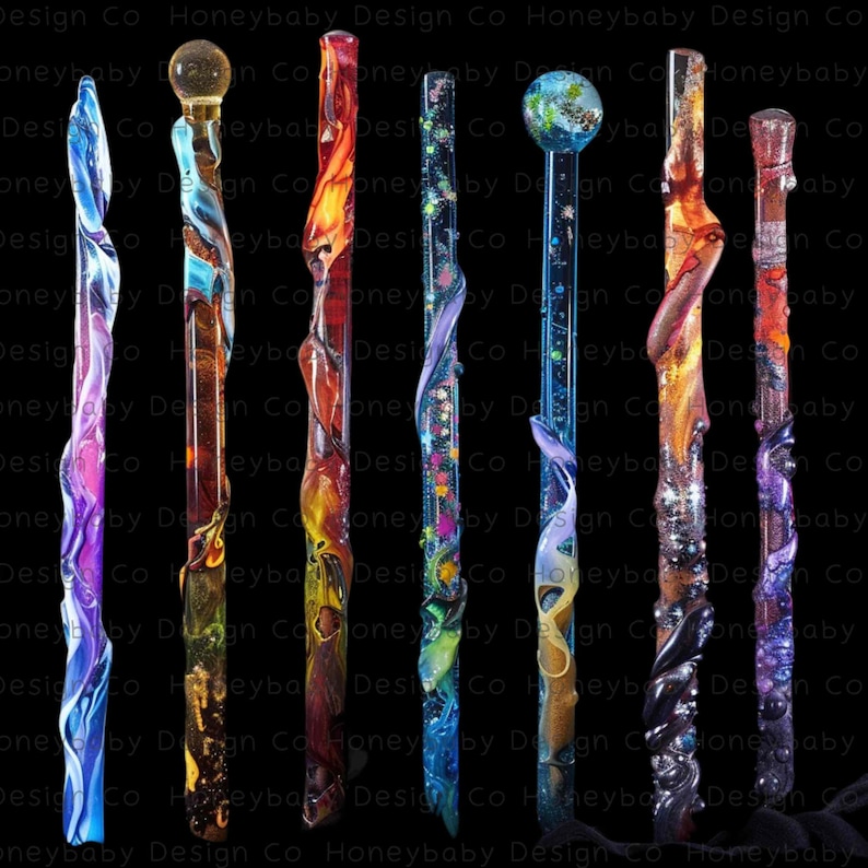 Bioluminescent Magic Wand Collection - 4 Pages of Unique Glass-look ...