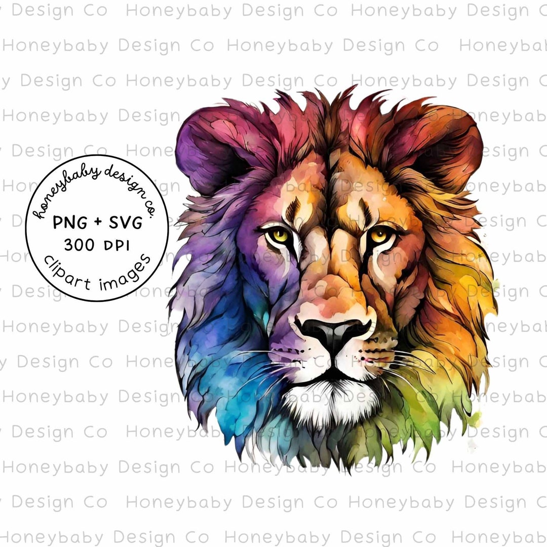 Rainbow Lion Head Clipart – Alcohol Ink SVG & PNG (digital Download) - Etsy