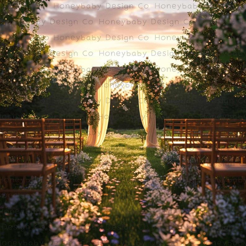 Outdoor Wedding Aisle Backdrop | Floral Arch, Photography Mockup (JPG ...