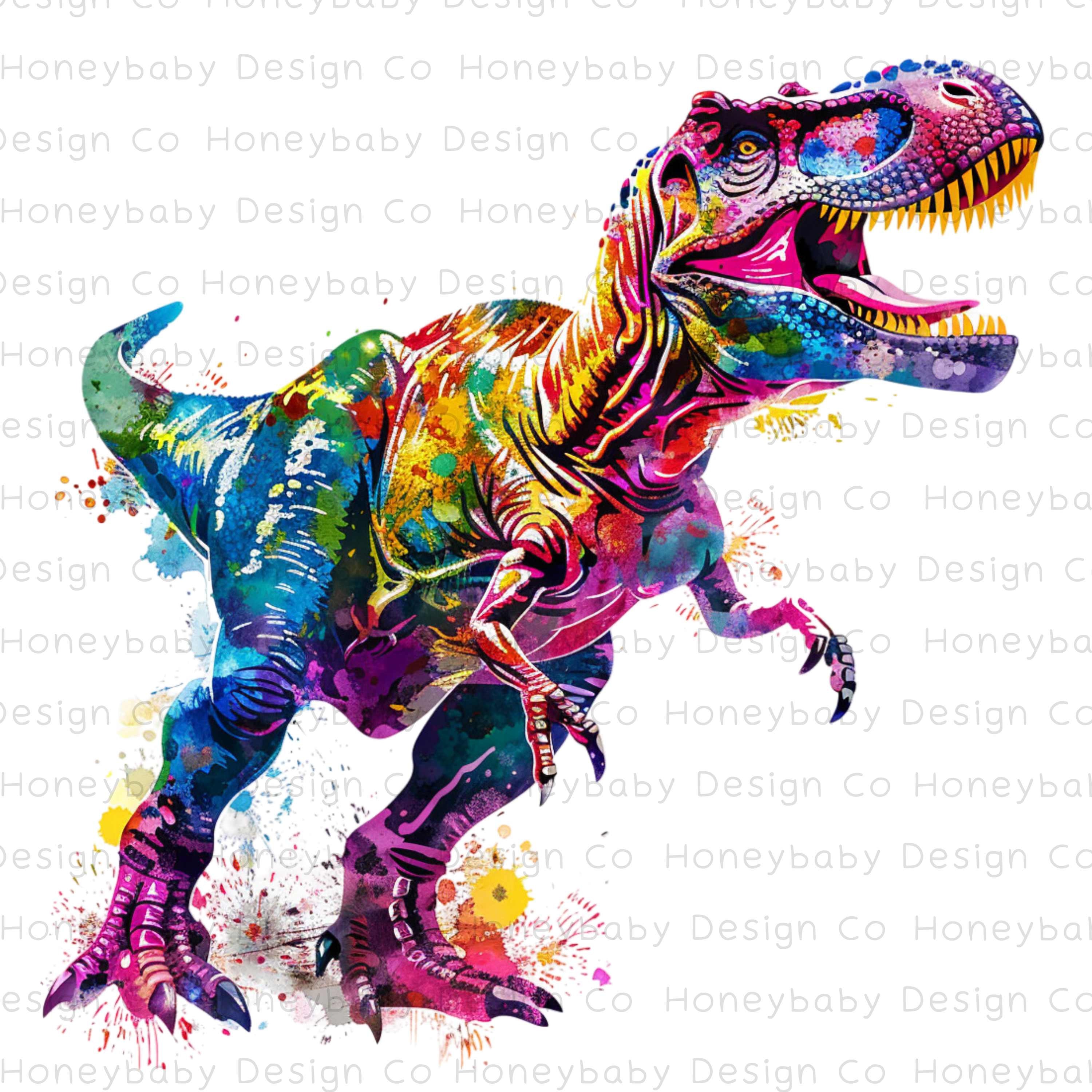 4 Rainbow Trex Clipart Pngs | Commercial Use Dinosaur PNG | Digital Download | Alcohol Ink ...