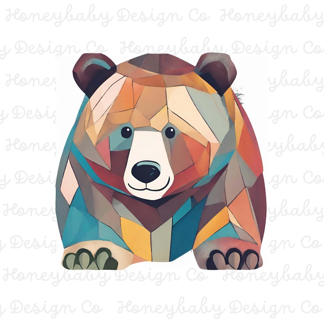 Colorblock Bear Clipart | Commercial Use PNG + SVG | Digital Download ...
