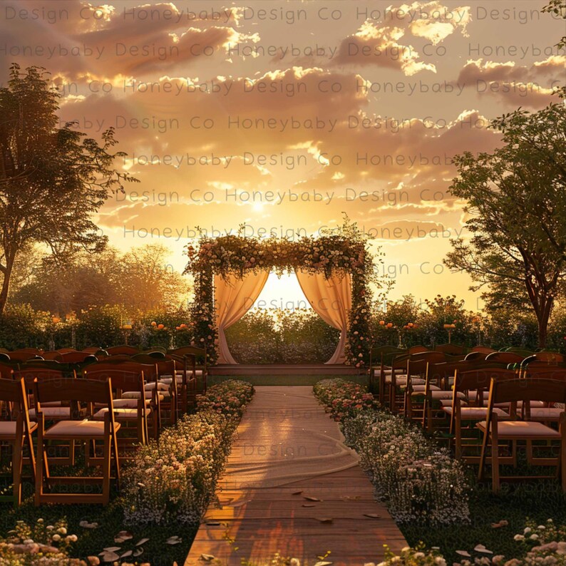 Outdoor Wedding Aisle Backdrop | Floral Arch, Photography Mockup (JPG ...