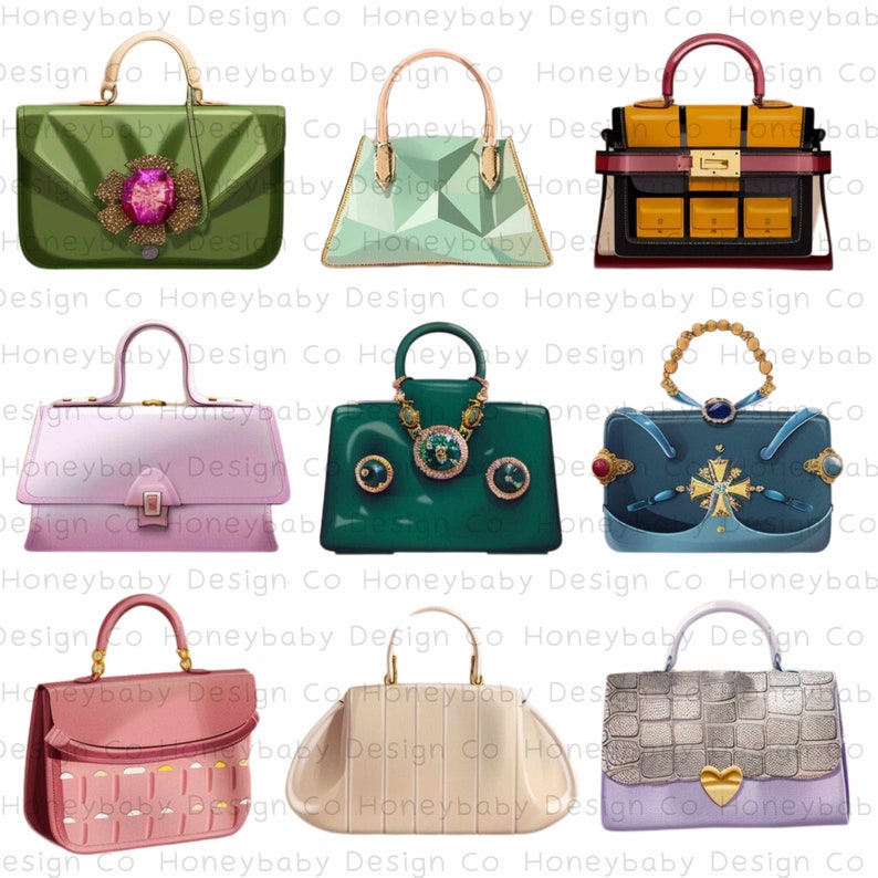Vintage Purse PNG Clipart – Illustrated Handbag Graphics (digital ...