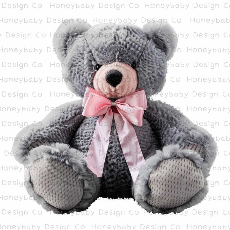 Hyperrealistic Teddy Bear Set - Pink Bow Collection, High-res Pngs | Personal or Commercial Use ...