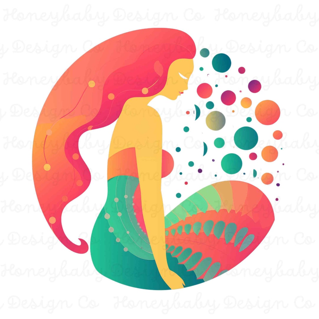 Vibrant Mermaid Circle Art PNG | Colorful Underwater Fantasy ...