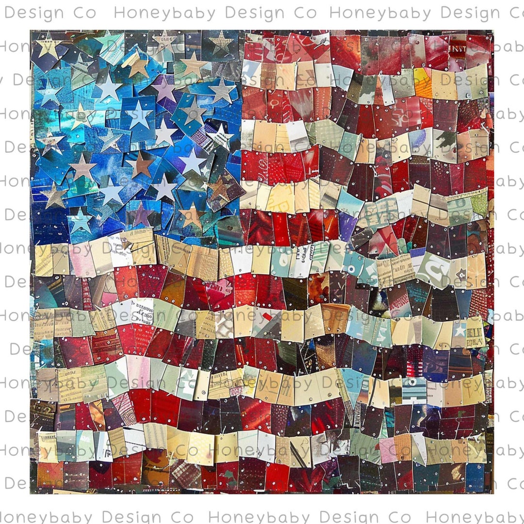 American Flag Collage PNG - Square Designs, Patriotic Art (digital ...