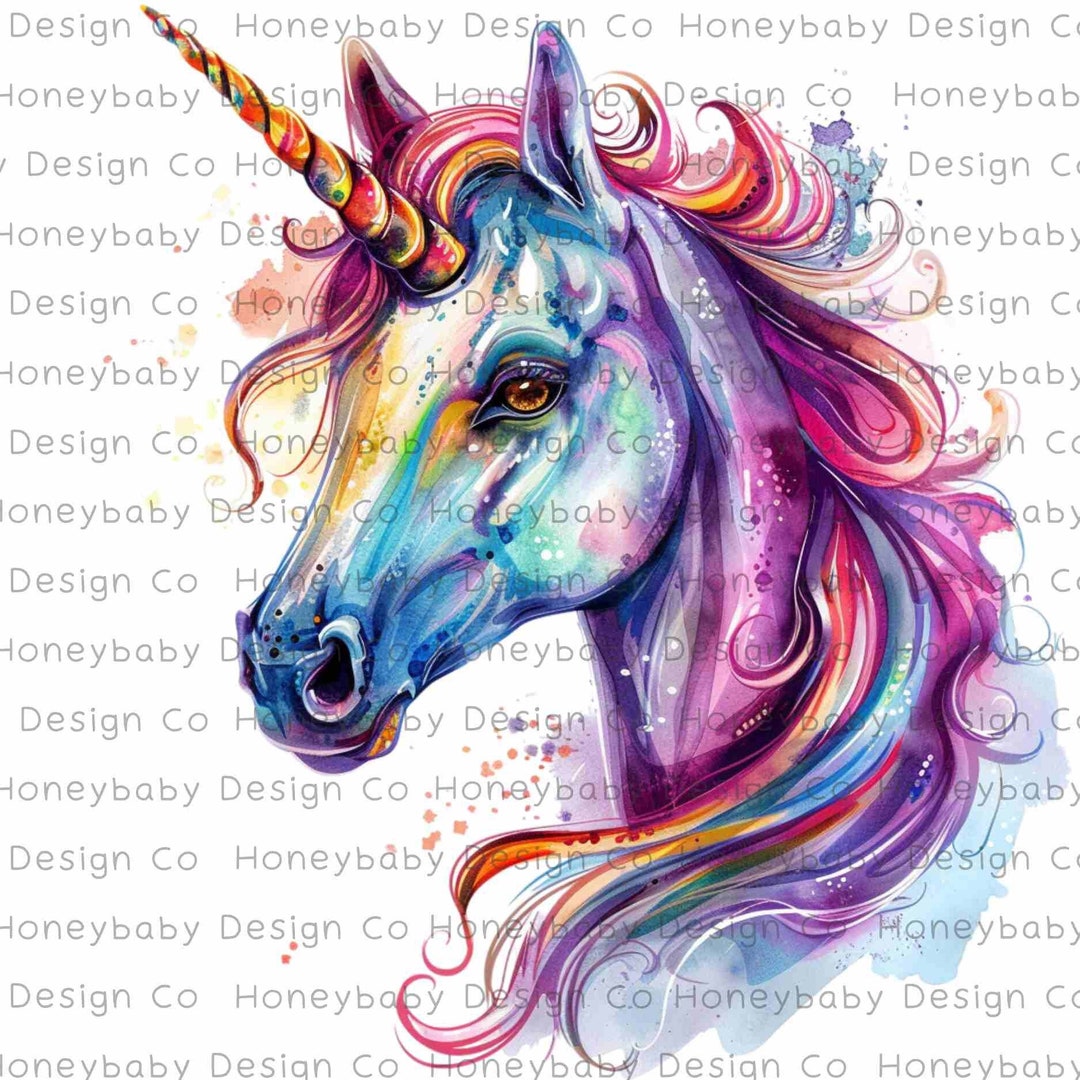 Alcohol Ink Rainbow Unicorn PNG Set - Dreamy & Vibrant Illustrations ...