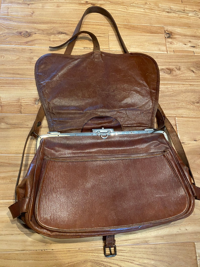 Antique French Leather Satchel 1930 - Etsy
