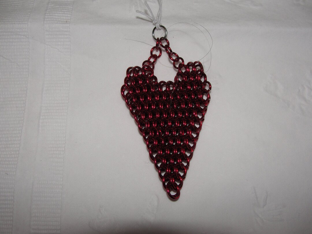 Heart Pendent, Chainmail Heart - Etsy