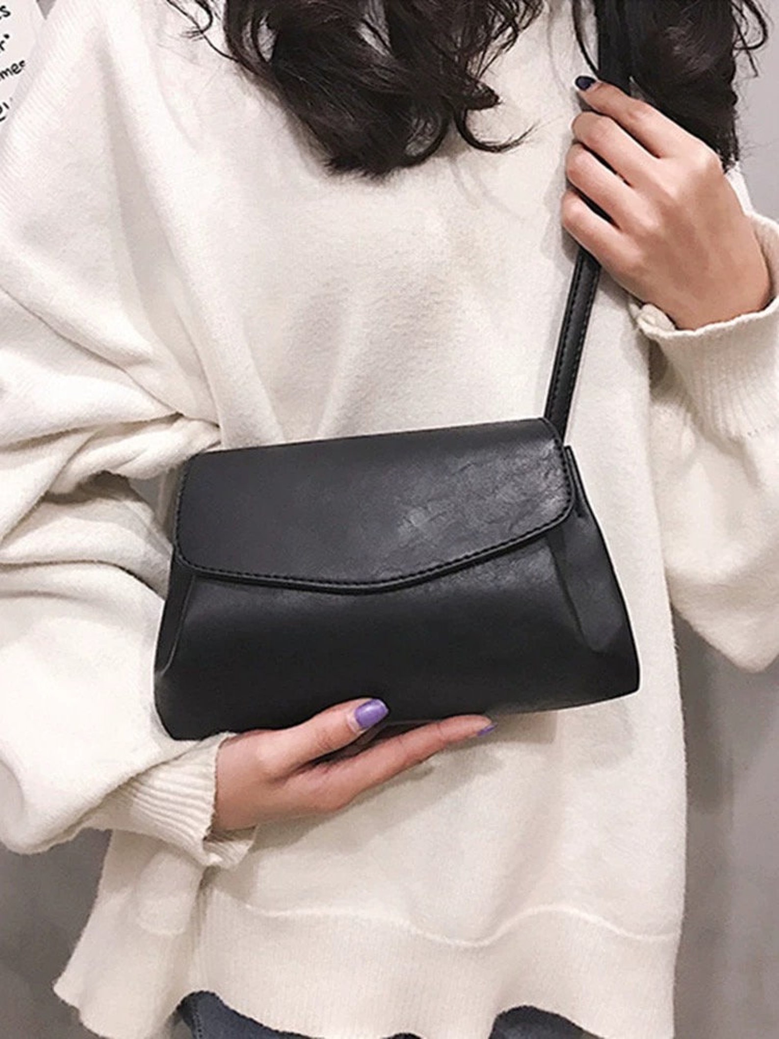 Black Super Soft PU Leather Crossbody Bagpu Leather - Etsy