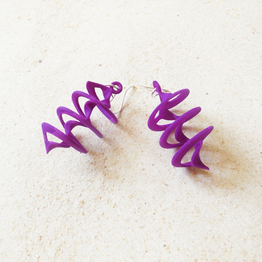 Auger - Purple 3D Printed Earrings | 3D Printed Jewelry - Etsy