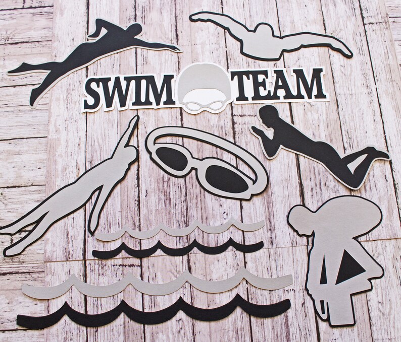 Any Color Swim Team Die Cut Set Set of 7 Scrapbooking High | Etsy